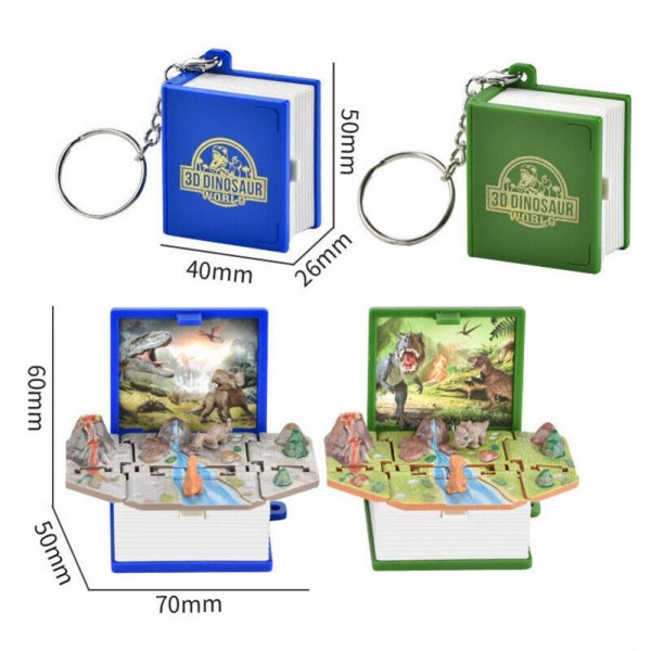 Children Keychain 3D Mini Fold Book Toys Kids Stress Relief Dinosaurs ...