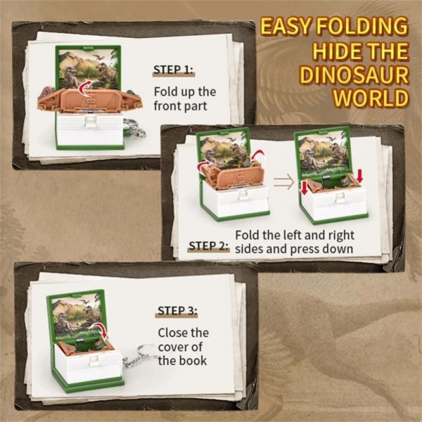Children Keychain 3D Mini Fold Book Toys Kids Stress Relief Dinosaurs ...