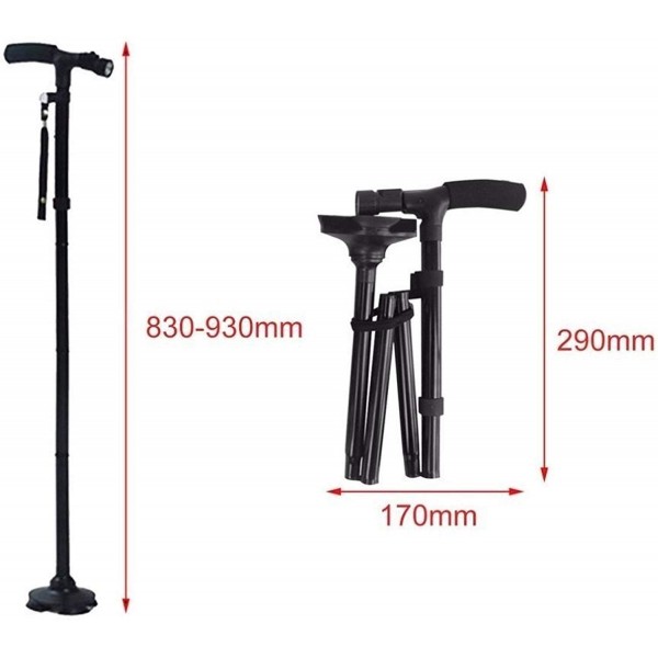 Retractable Collapsible Anti-slip Double T-handle Folding Walking Stick ...