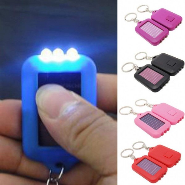 Buy Solar Power 3 LED Light Keychain Torch Flashlight for Outdoor ...