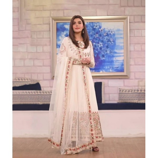 Women's block printed Long Frock 3-Piece Suit - Buyon.pk