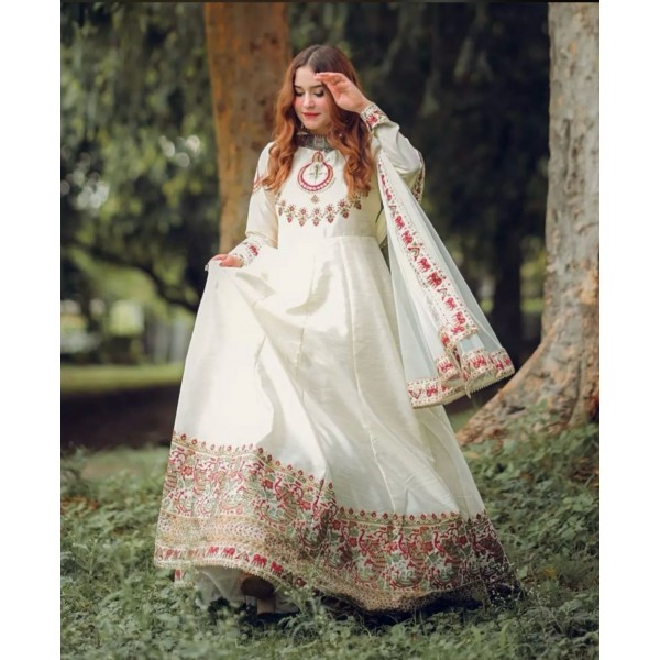 Women's block printed Long Frock 3-Piece Suit - Buyon.pk