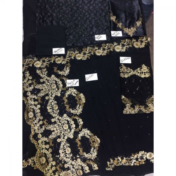 Buy Beautiful cutwork embroidered saree in Black Colour online in ...