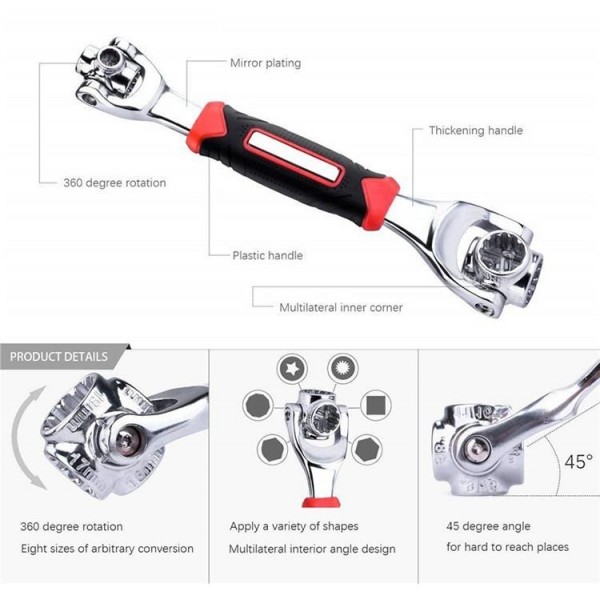 Universal Wrench 48 in 1 Socket Wrench Multifunction Wrench Tool with ...