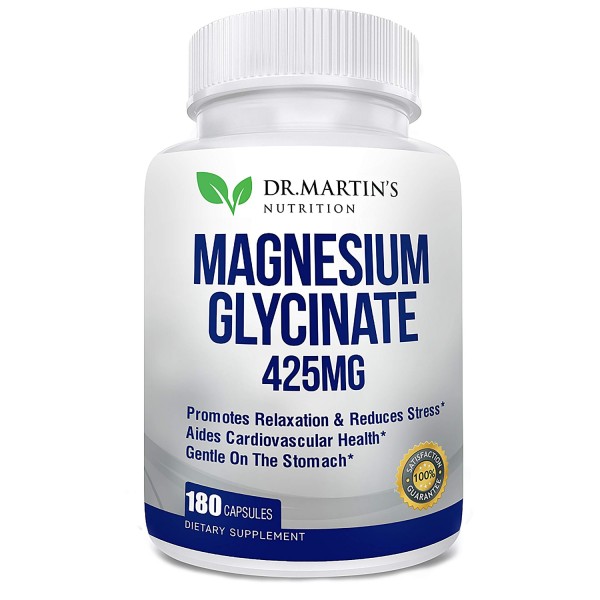 Premium Magnesium Glycinate 425mg Dietary Supplement - 180 Capsules ...
