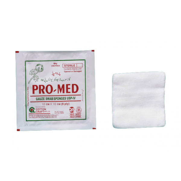 Pro-Med Gauze Swab Sponges (USP-IV) (Sterile) 10cm x 10cm (8 ply ...