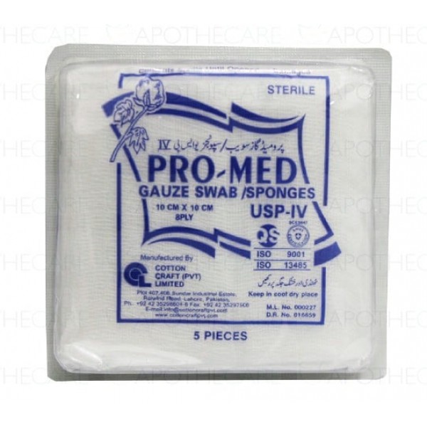 Buy Pro-Med Gauze Swab Sponges (USP-IV) (Sterile) 10cm x 10cm (8 ply)