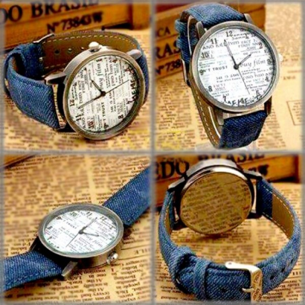Pack Of 4 News Paper Sports Denim Fabric Wrist Watch SALE - Buyon.pk