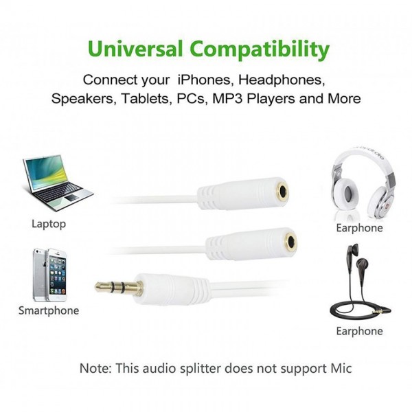 Buy Earphone/Headphone 3.5mm Audio Splitter/Divider - White online in ...