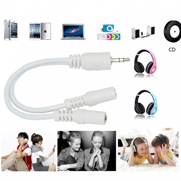 Buy Earphone/Headphone 3.5mm Audio Splitter/Divider - White online in ...