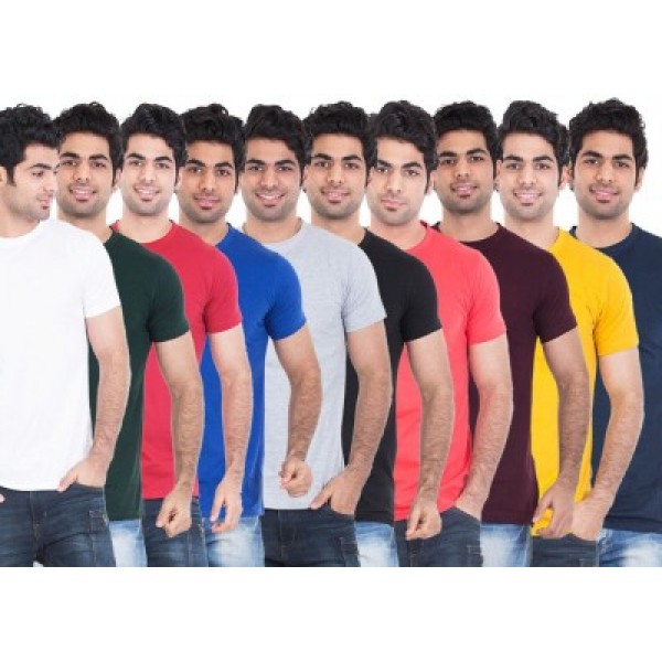Pack of 10 Multi-Color Plain T-Shirts for Men - FREE DELIVERY - Buyon.pk