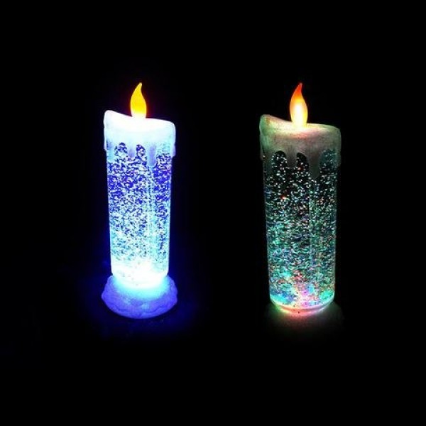 Colour Changing LED Light Glitter Water Candle Light SWIRLING GLITTER ...
