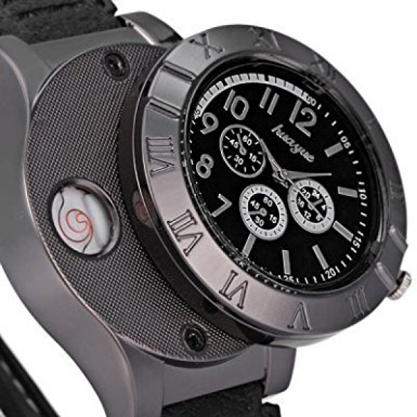 Findtime Men Digital USB Lighter Watch Novelty Windproof - Buyon.pk