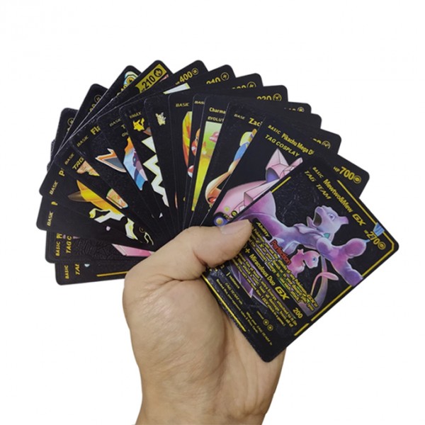 10 Pcs Pokemon Black Gold Foil Cards Pack Anime Cartoon Pokemon English ...