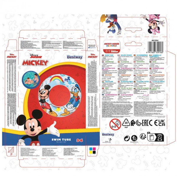 Bestway 91004 Mickey Mouse Mickey Mouse Inflatable 56 cm Swimming Ring ...