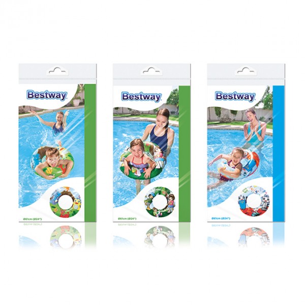 Bestway Kids Inflatable Cartoon Swimming Ring Tube - 24 inch - Buyon.pk