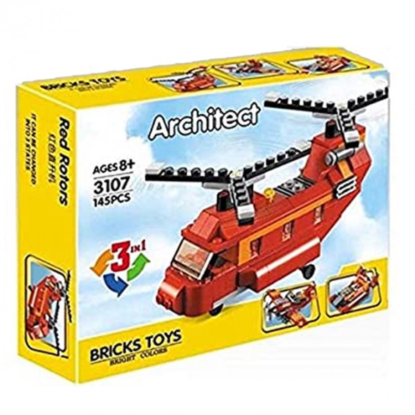 Decool Architect Creator - 3 in 1 - Red Rotors Helicopter Building ...
