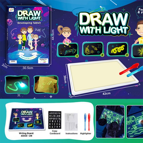 Draw With Light up Drawing Fun Developing Toy Draw Sketchpad Board ...