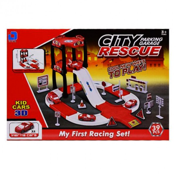 Fire Rescue City Parking Garage Set - 39 Pcs - Multi Color - Buyon.pk