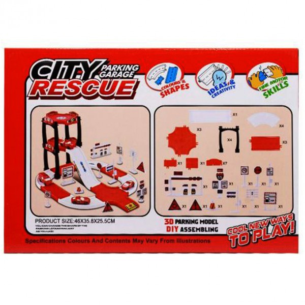 Fire Rescue City Parking Garage Set - 39 Pcs - Multi Color - Buyon.pk