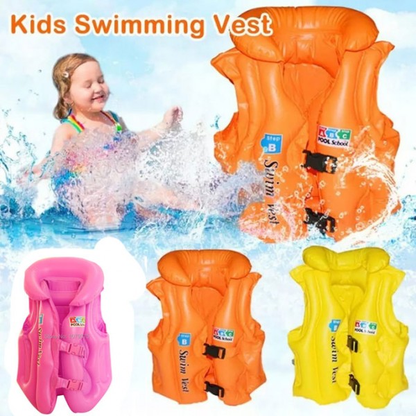 Inflatable Swimming Pool Vest Jacket for Kids - 24 inches - Pink - Buyon.pk