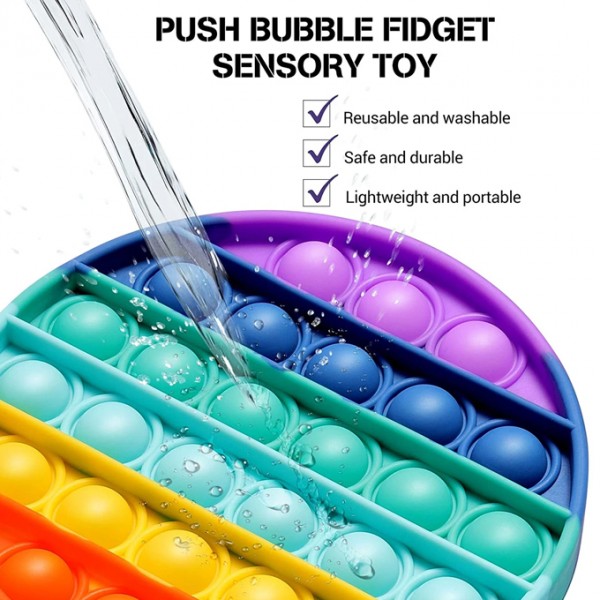 POP Bubble Squeeze Sensory Fidget Toy Pop It Fidgit Toy Rainbow Circle ...