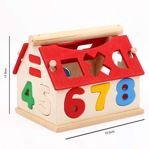 Wooden Sorting Toy | Kid's Wooden Toy House with Numbers and Shapes ...