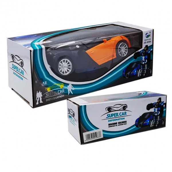Transformer Bugatti Robot Car - Light & Music - Orange - Buyon.pk