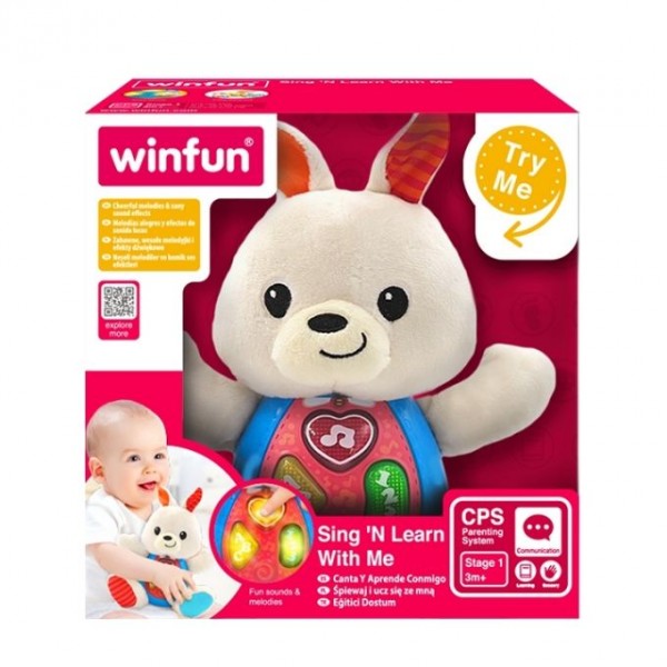 Win-Fun Sing & Learn Bunny Stuffed Toy For Kids - 0687 - Buyon.pk