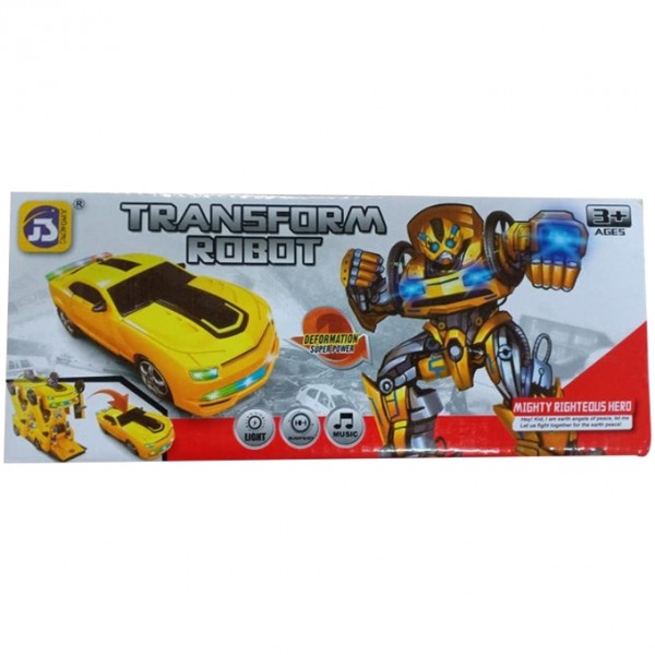 Yellow Transformer Bumblebee Robot Car - Light & Music - Buyon.pk