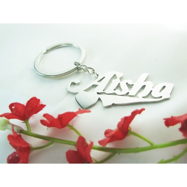 Custom Name Key chain made on Chandi - Buyon.pk
