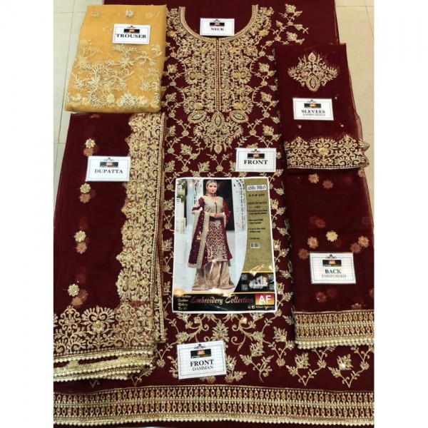 Buy Beautiful Maroon Color Bridal Dress with heavy embroidery online in ...