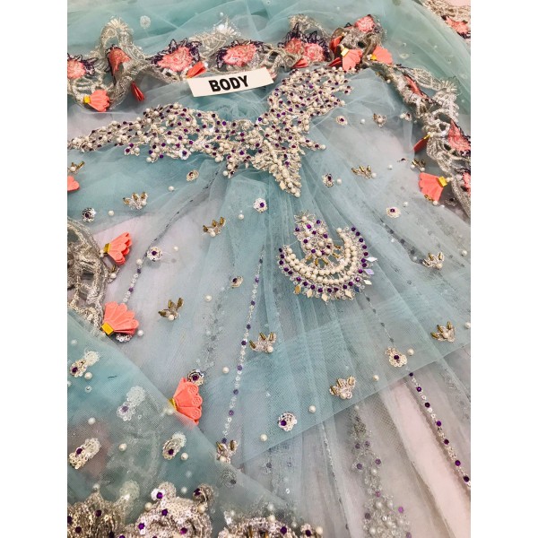 Long heavy embroidery frock with jamawar trouser - Buyon.pk