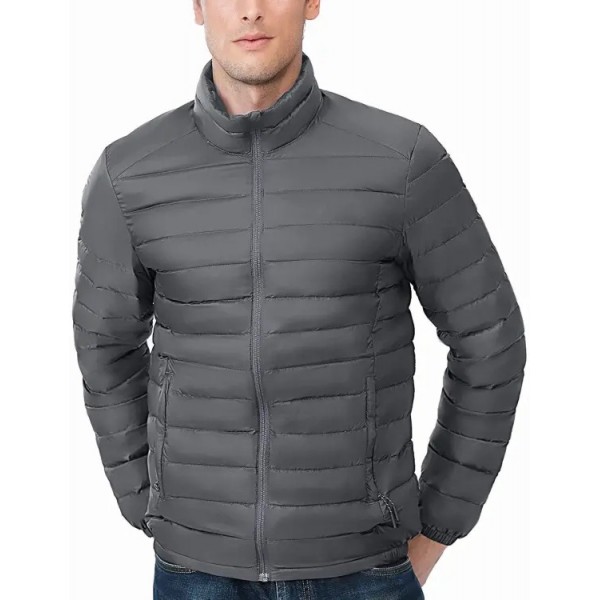 Grey Leather Puffer Parachute Jacket For Men - Buyon.pk