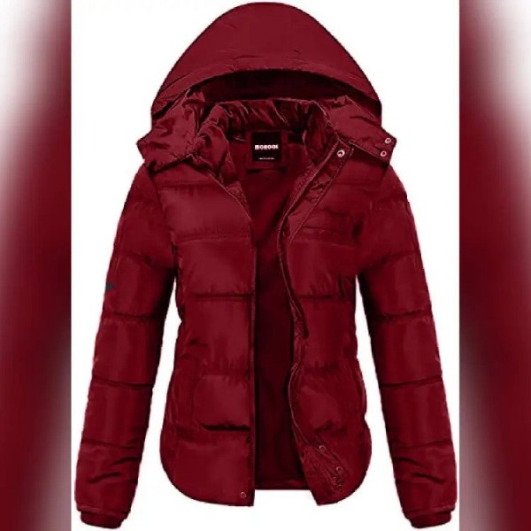 Women's Maroon Winter Puffer Jacket - Buyon.pk