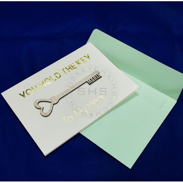 You Hold the key to my heart with Wooden Key and Name Greeting Card ...