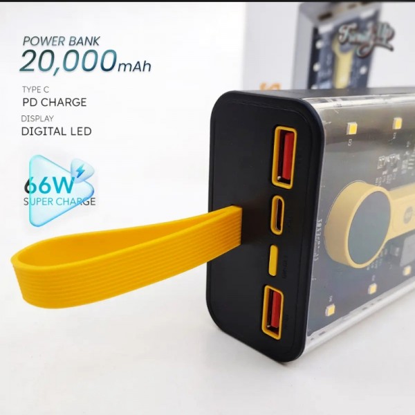 66W Portable 20000mAh Transparent Two Way Fast Charging Power Bank ...