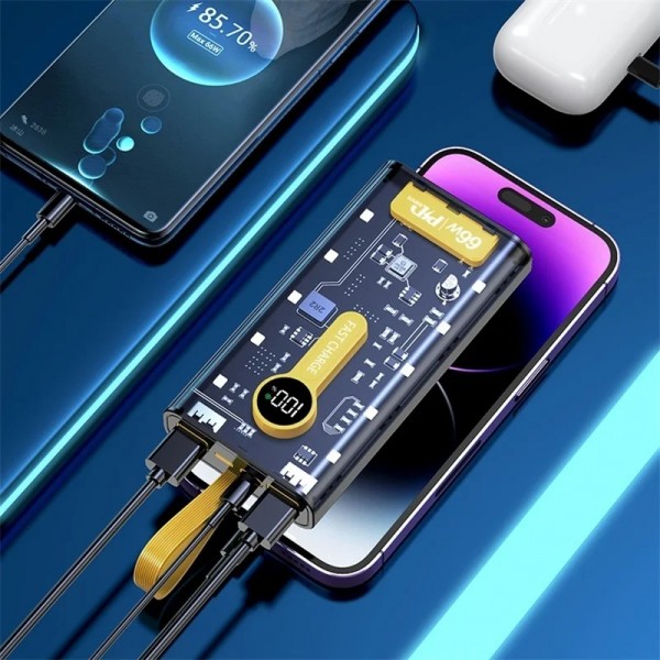 66W Portable 20000mAh Transparent Two Way Fast Charging Power Bank ...