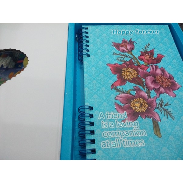 Colourful Fancy Lock Blue Heart Diary - Medium - Buyon.pk