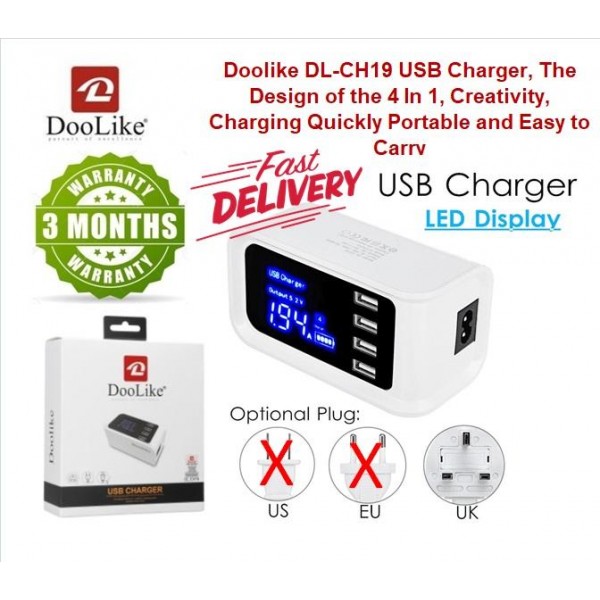 Doolike Desktop 4 USB Ports LED Display Charging Station - Buyon.pk