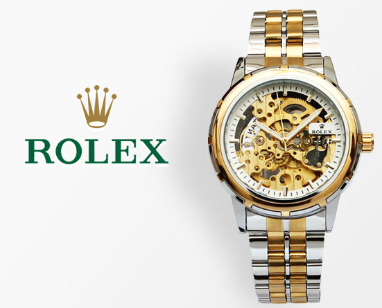 Rolex Skeleton Automatic Two-Tone Wrist Watch For Men