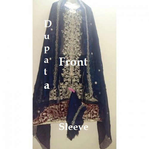 Buy NAVY BLUE 2 PC EMBROIDED CHIFFON DRESS for WOMEN OA-1101 online in ...